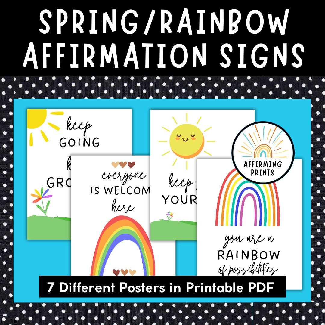 Bright Rainbow Classroom Decor, Spring Posters for Bulletin Boards ...