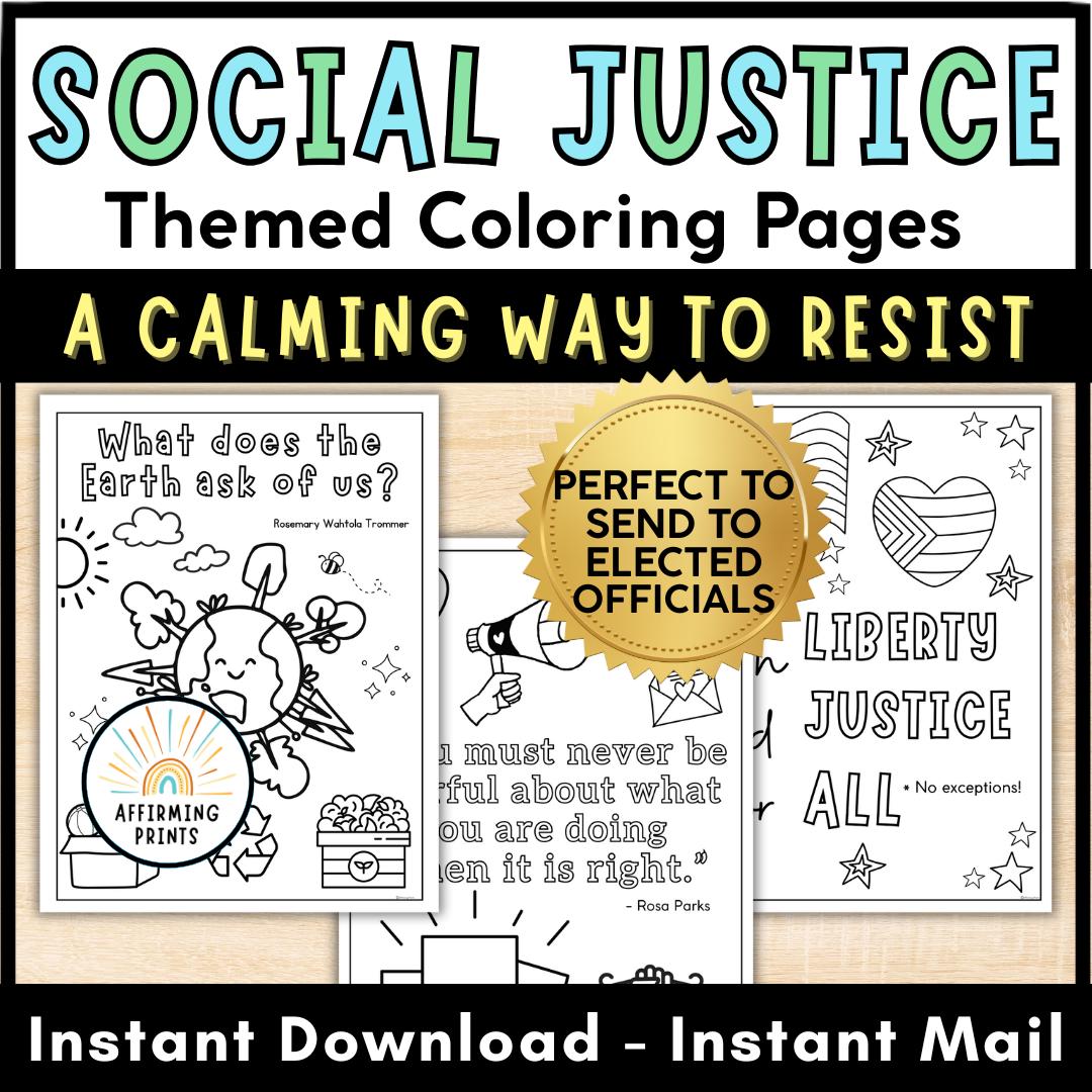 Social Justice Coloring Pages | Intergenerational Advocacy (PDF) - Etsy