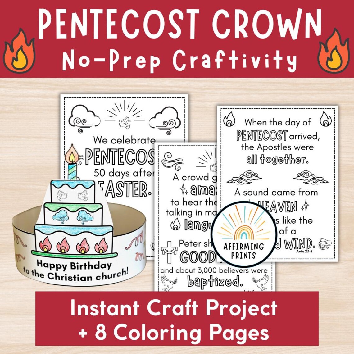 Pentecost Craft, Pentecost Craftivity, Pentecost Coloring Pages ...
