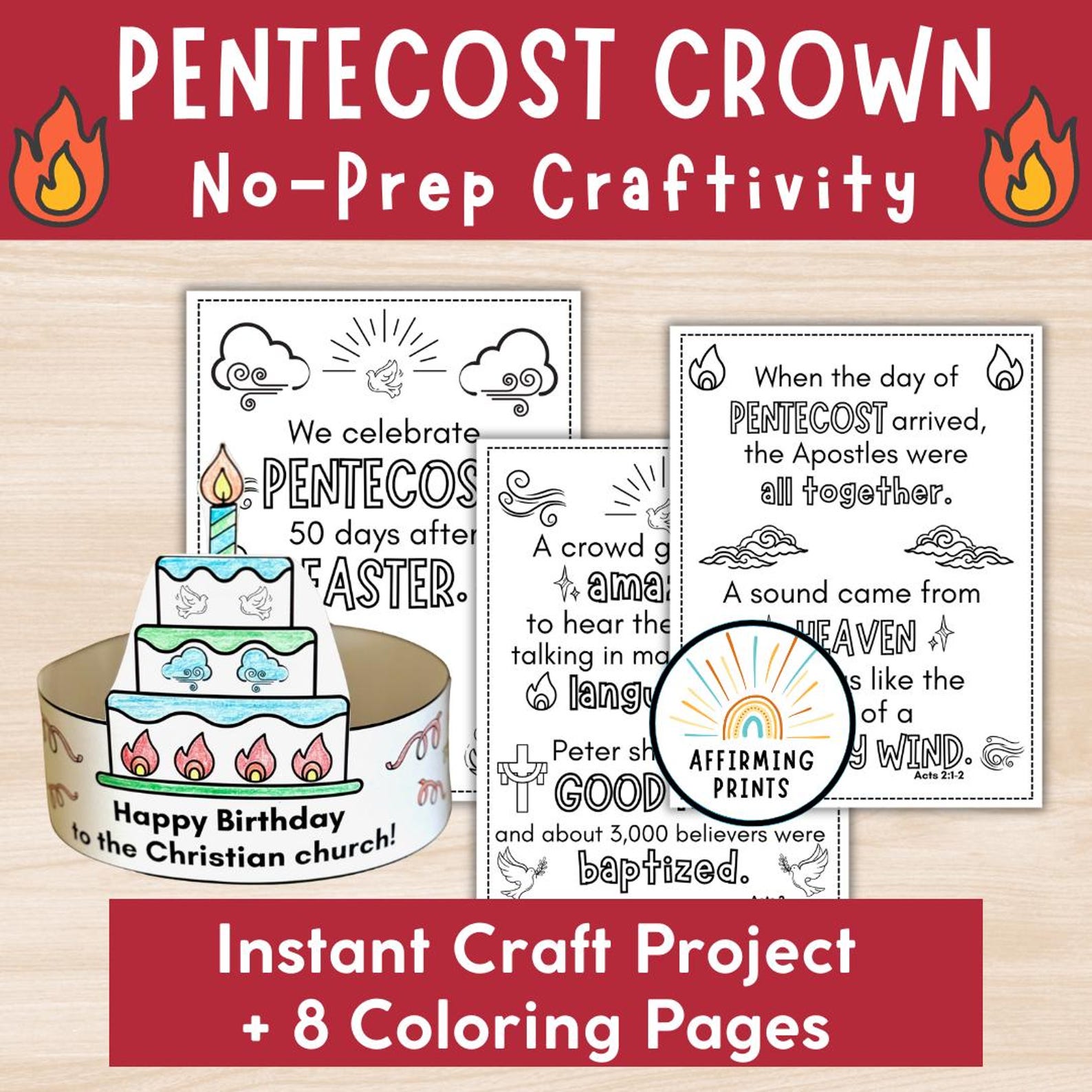 Pentecost Craft, Pentecost Craftivity, Pentecost Coloring Pages ...