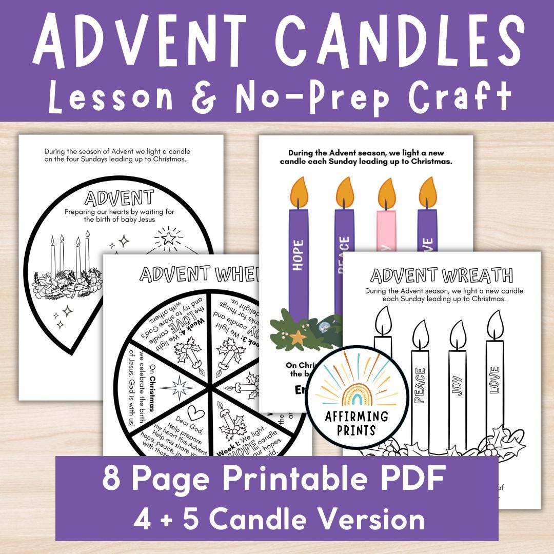 Advent Candles Craft, Advent Wreath Lesson, Advent Candles Coloring ...