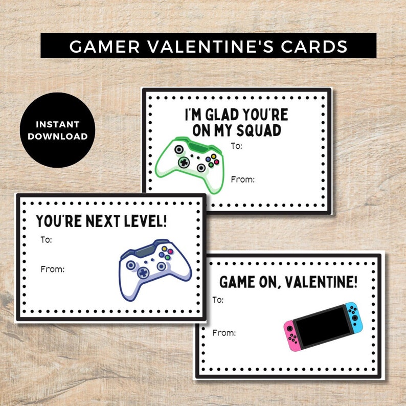 Gamer Printable Valentine's Cards, Gamer Valentine's - Etsy