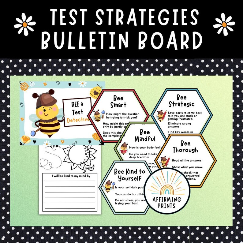 Bee Themed Test Encouragement, Testing Strategies Poster, Bee Treat Tag ...