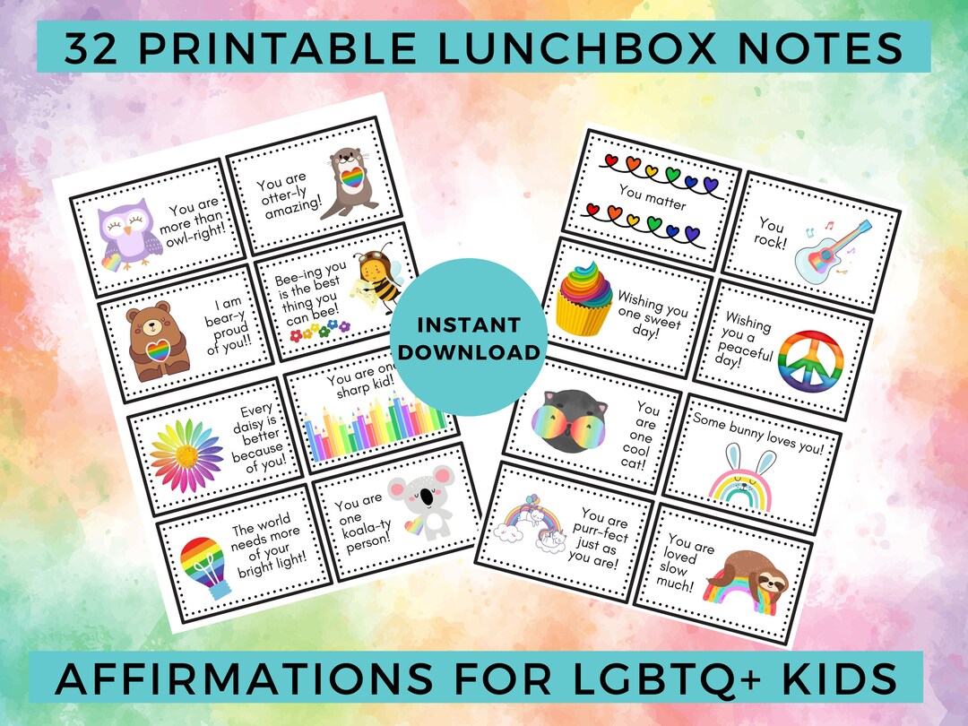 Pride Lunchbox Notes, LGBTQ Affirmation Notes, Rainbow Notes for Kids ...