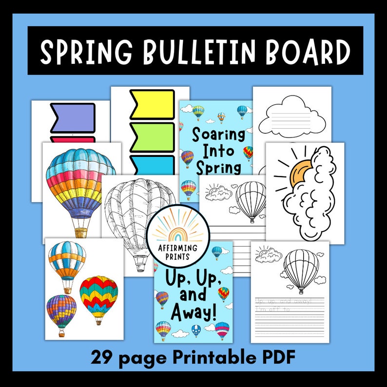 Spring Bulletin Board Kit, Hot Air Balloon Craft, Hot Air Balloon ...