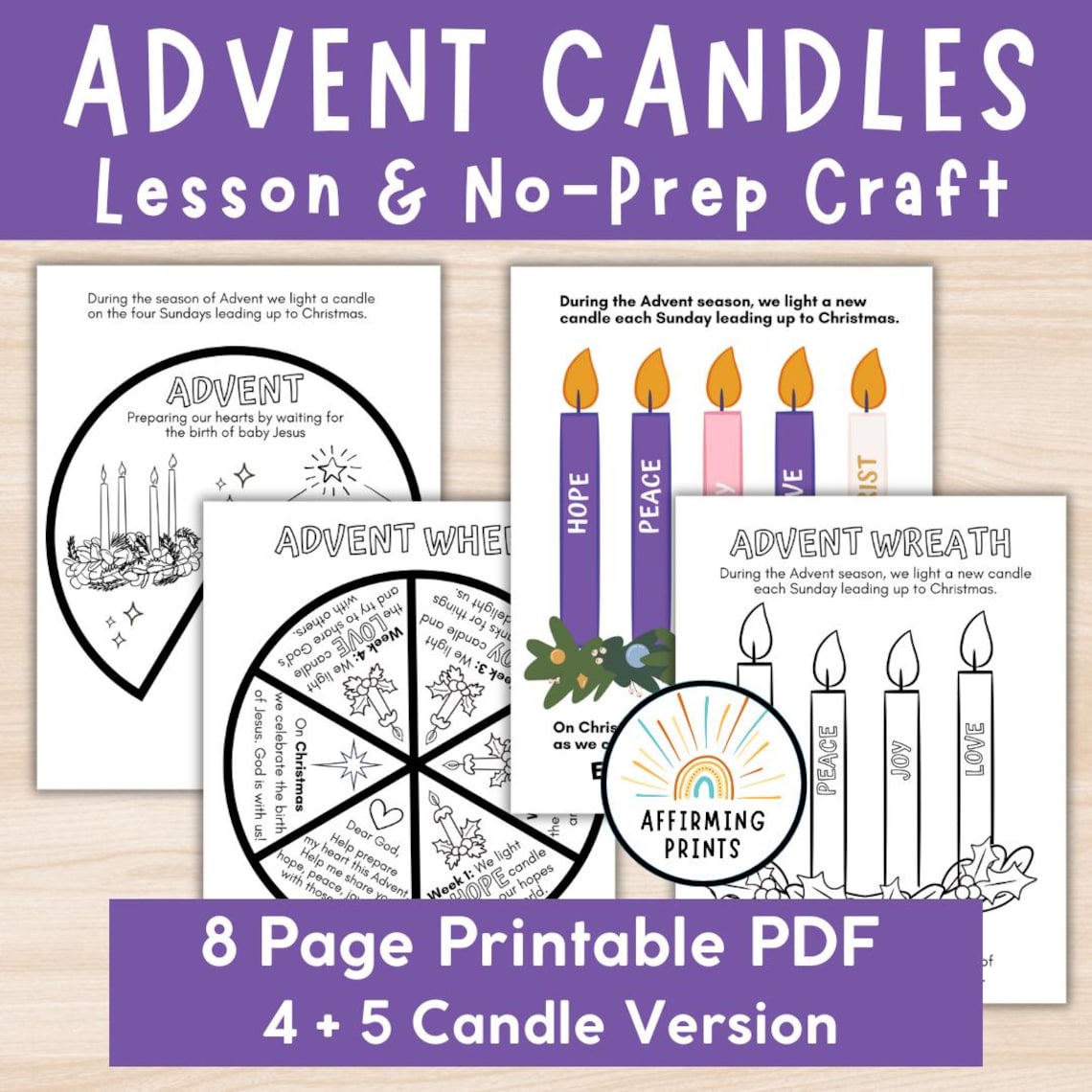 Advent Candles Craft, Advent Wreath Lesson, Advent Candles Coloring ...