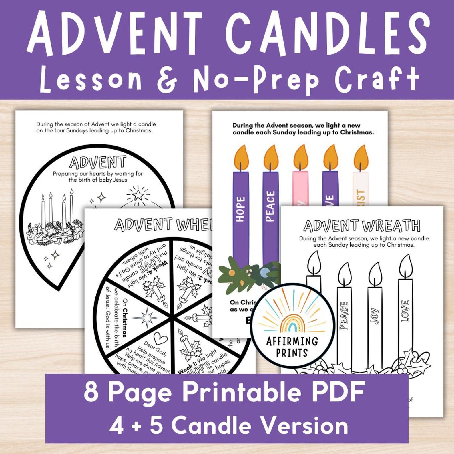Advent Candles Craft, Advent Wreath Lesson, Advent Candles Coloring ...