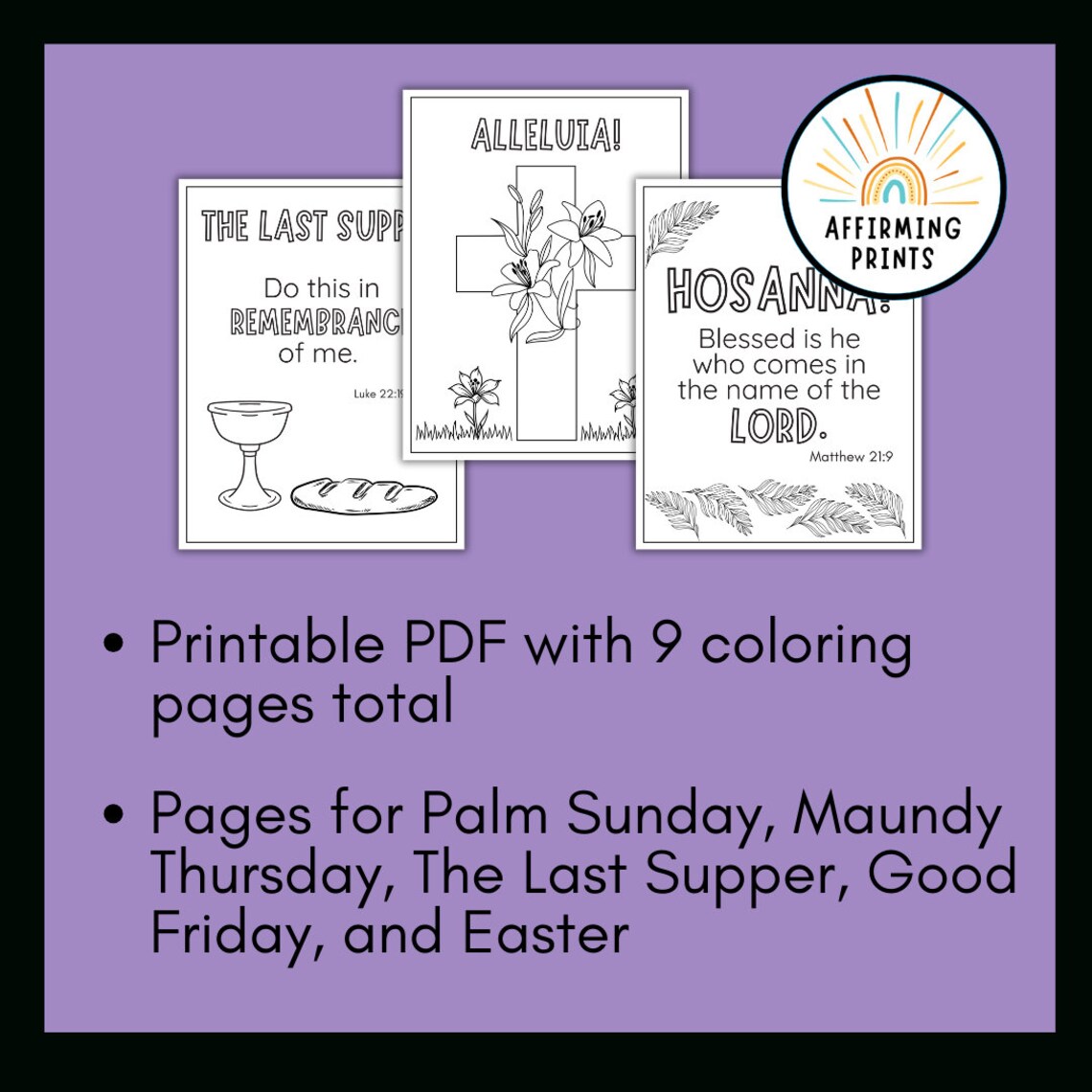 Holy Week Coloring Pages, Easter Coloring Pages, Palm Sunday Coloring ...