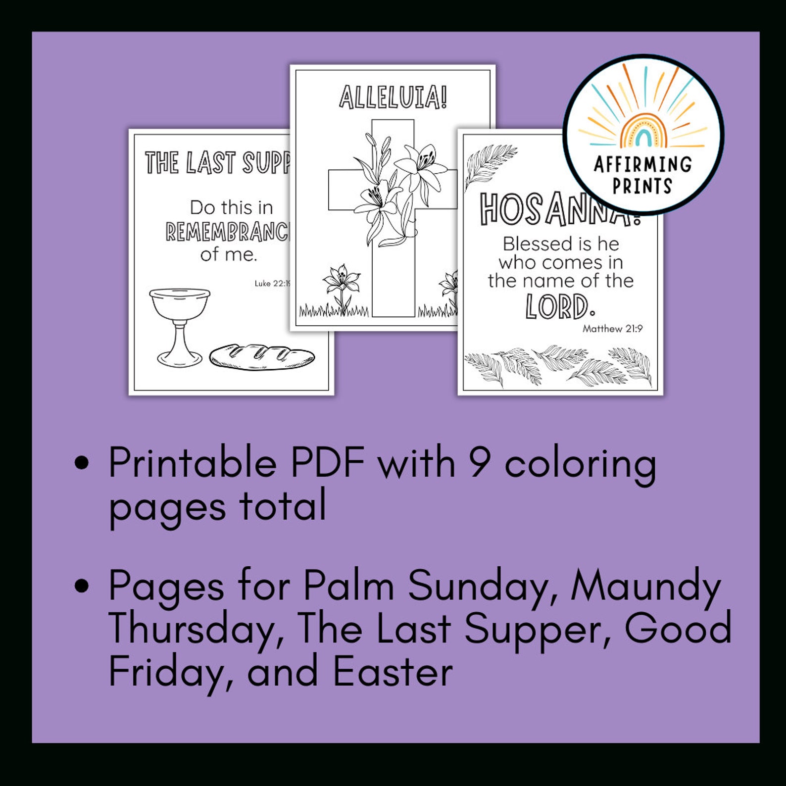 Holy Week Coloring Pages, Easter Coloring Pages, Palm Sunday Coloring ...