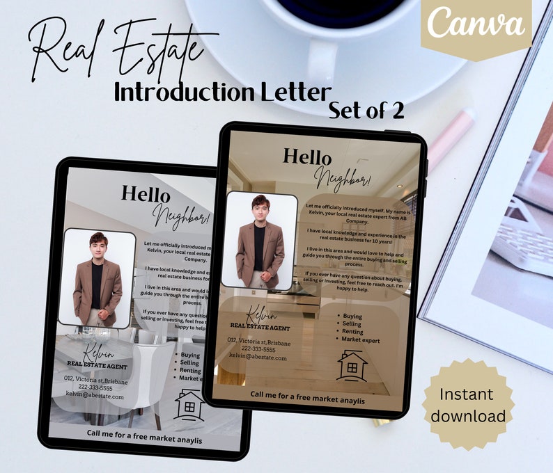 Realtor Introduction Letter Bundle, Set of 2 Neighbor Intro Template ...