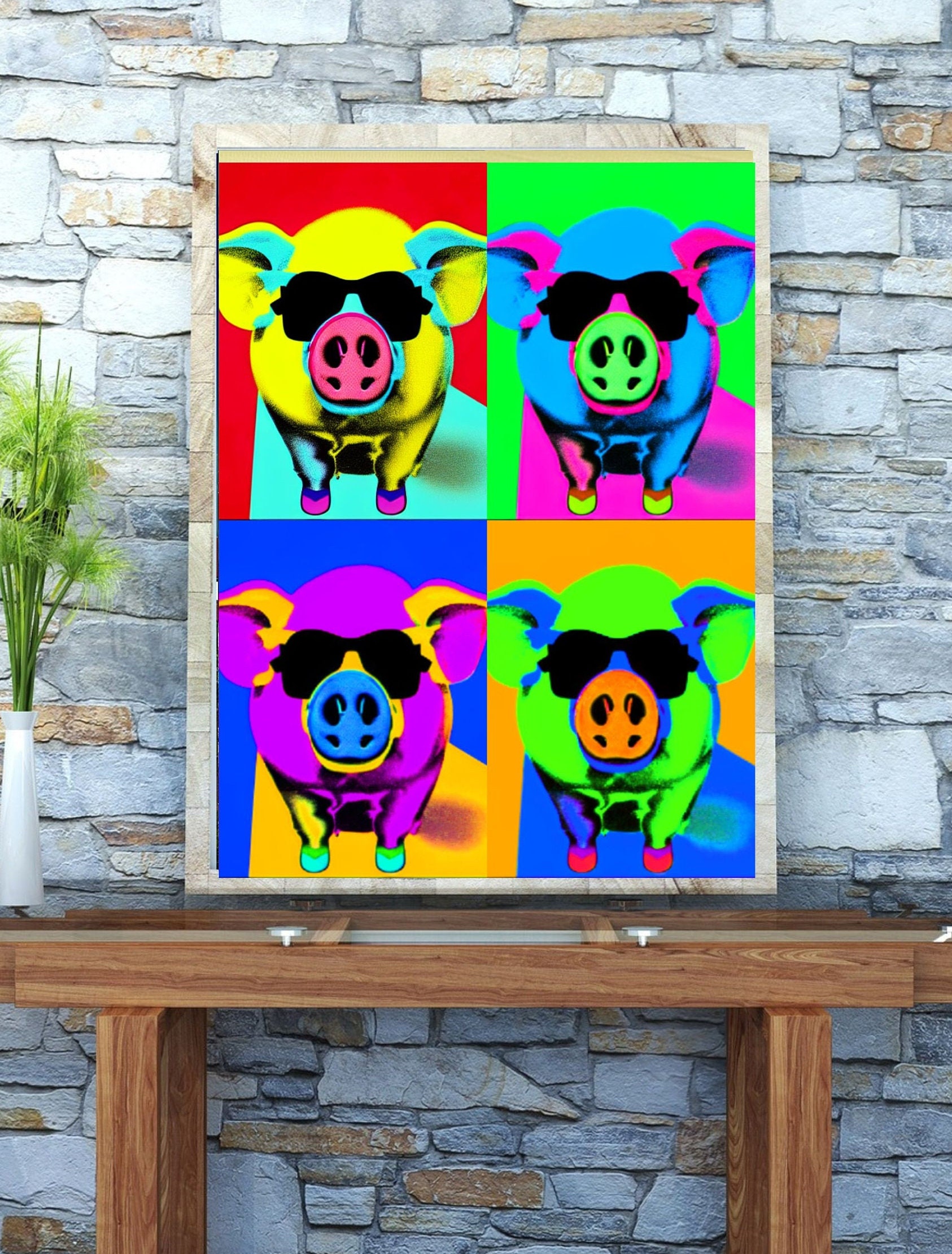 Andy Warhol Inspired Pigs in Sunglasses Digital Print, Downloadable ...
