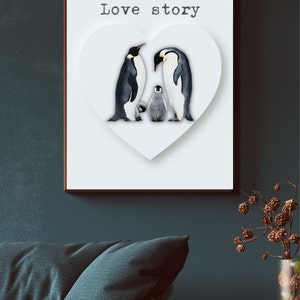 Penguin Family Love Story Printable Digital Wall Art - Etsy