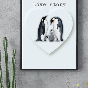 Penguin Family Love Story Printable Digital Wall Art - Etsy