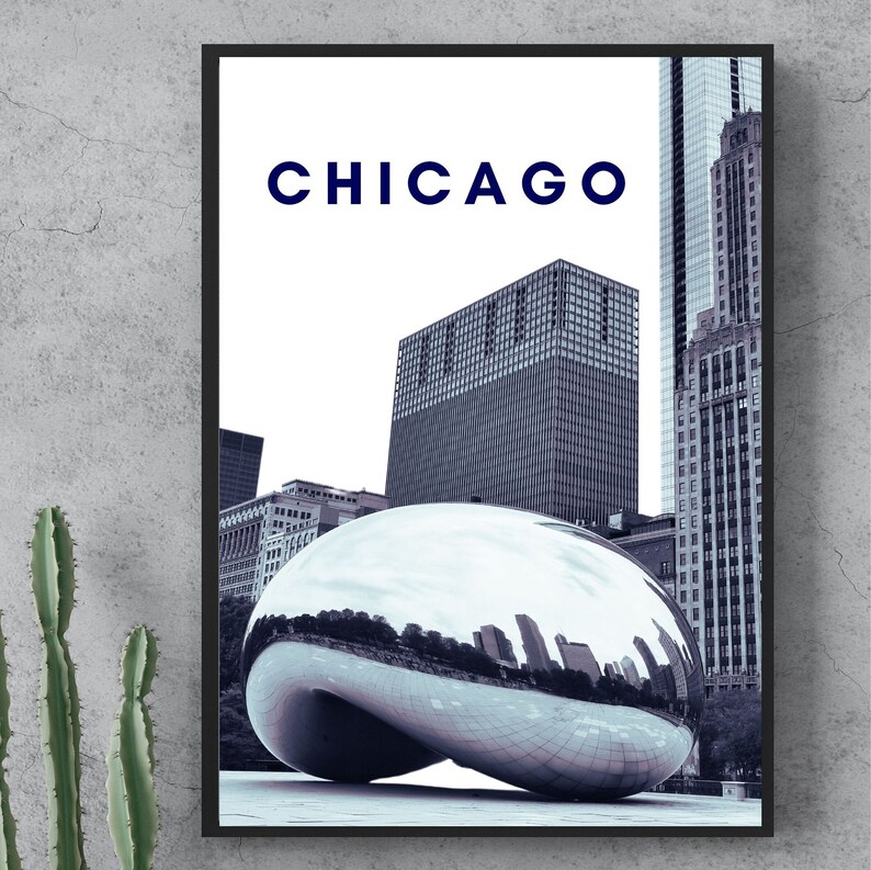 Full Set of Five 5 Chicago Cloud Gate Bean Prints. Home - Etsy
