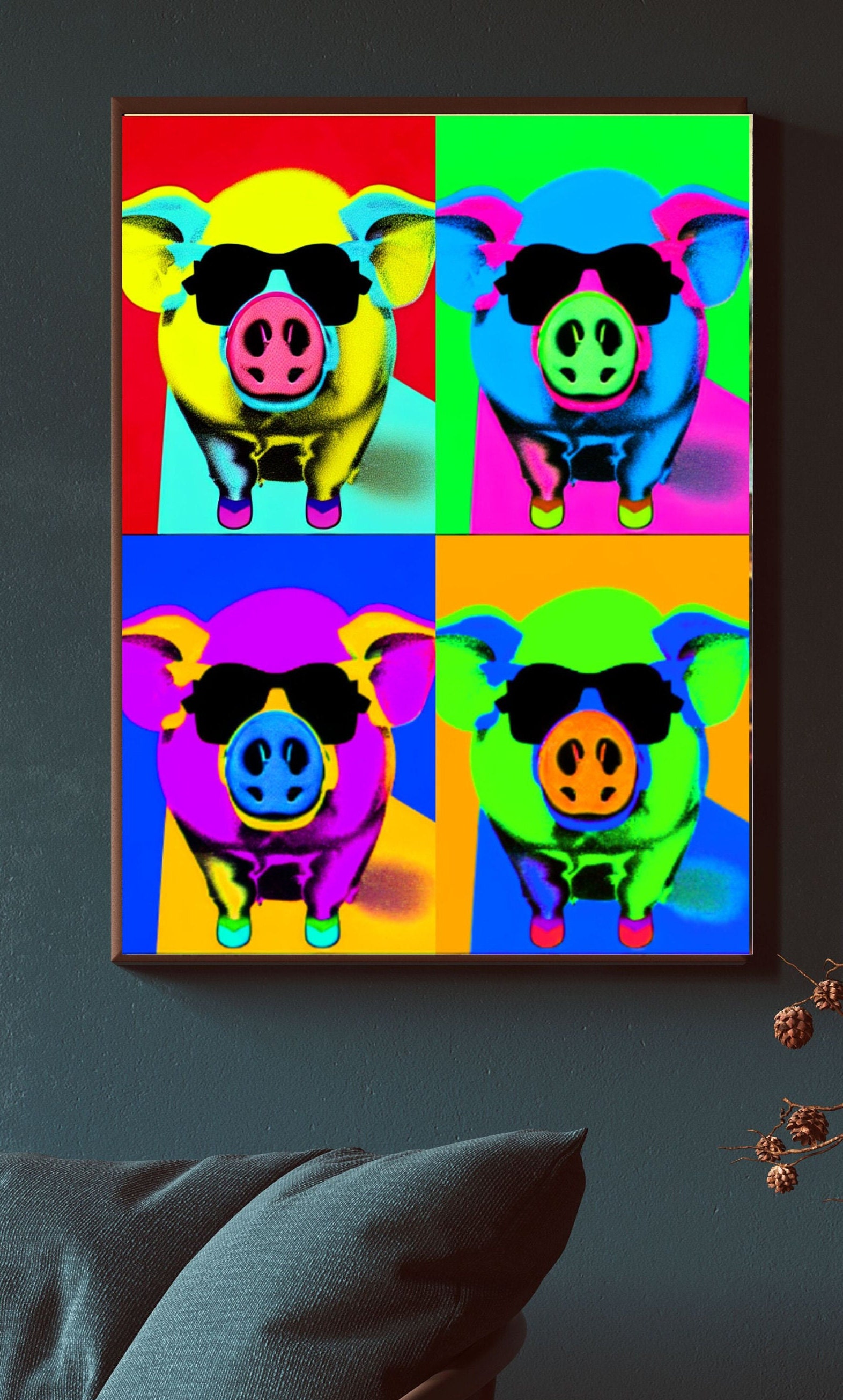 Andy Warhol Inspired Pigs in Sunglasses Digital Print, Downloadable ...
