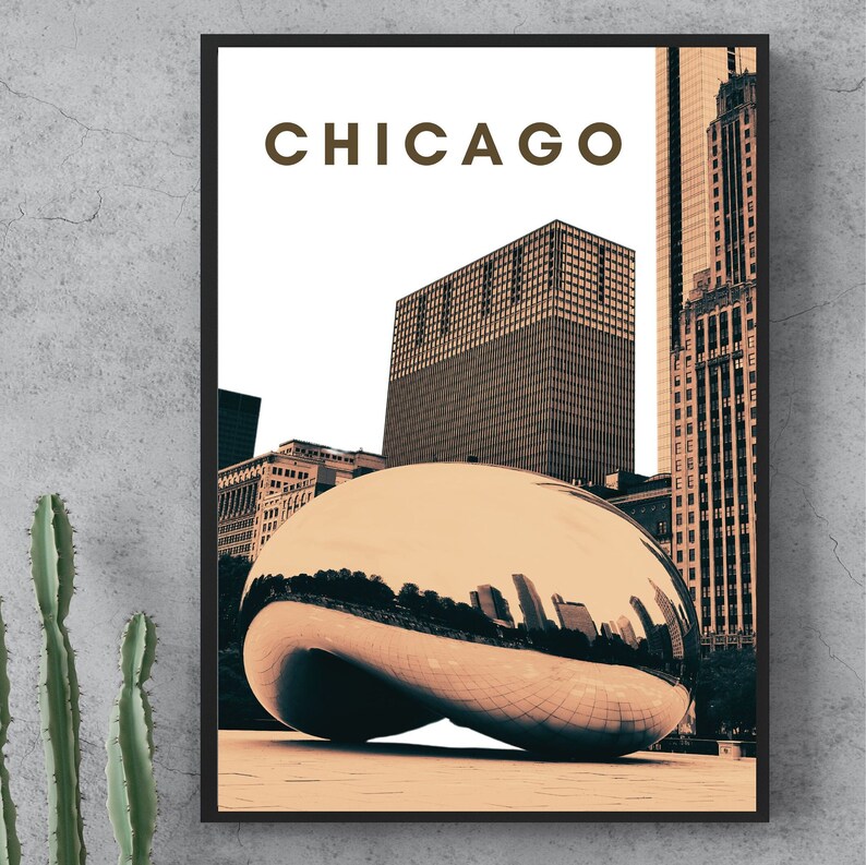 Full Set of Five 5 Chicago Cloud Gate Bean Prints. Home - Etsy