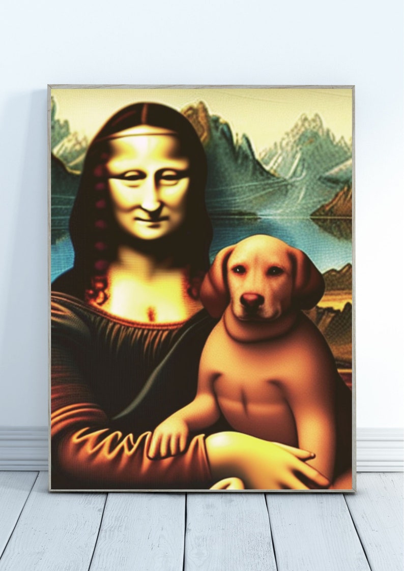 Mona Lisa and Her Dog Digital Art Print Classic Alter - Etsy