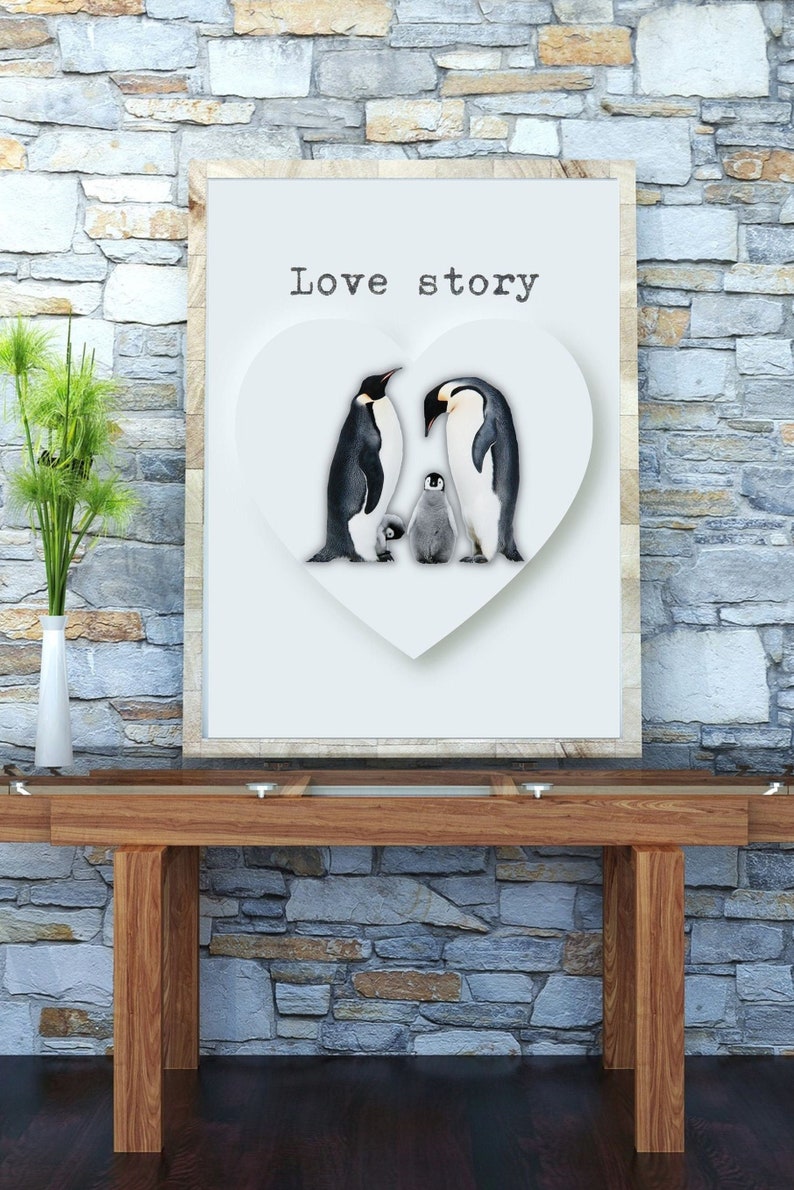 Penguin Family Love Story Printable Digital Wall Art - Etsy