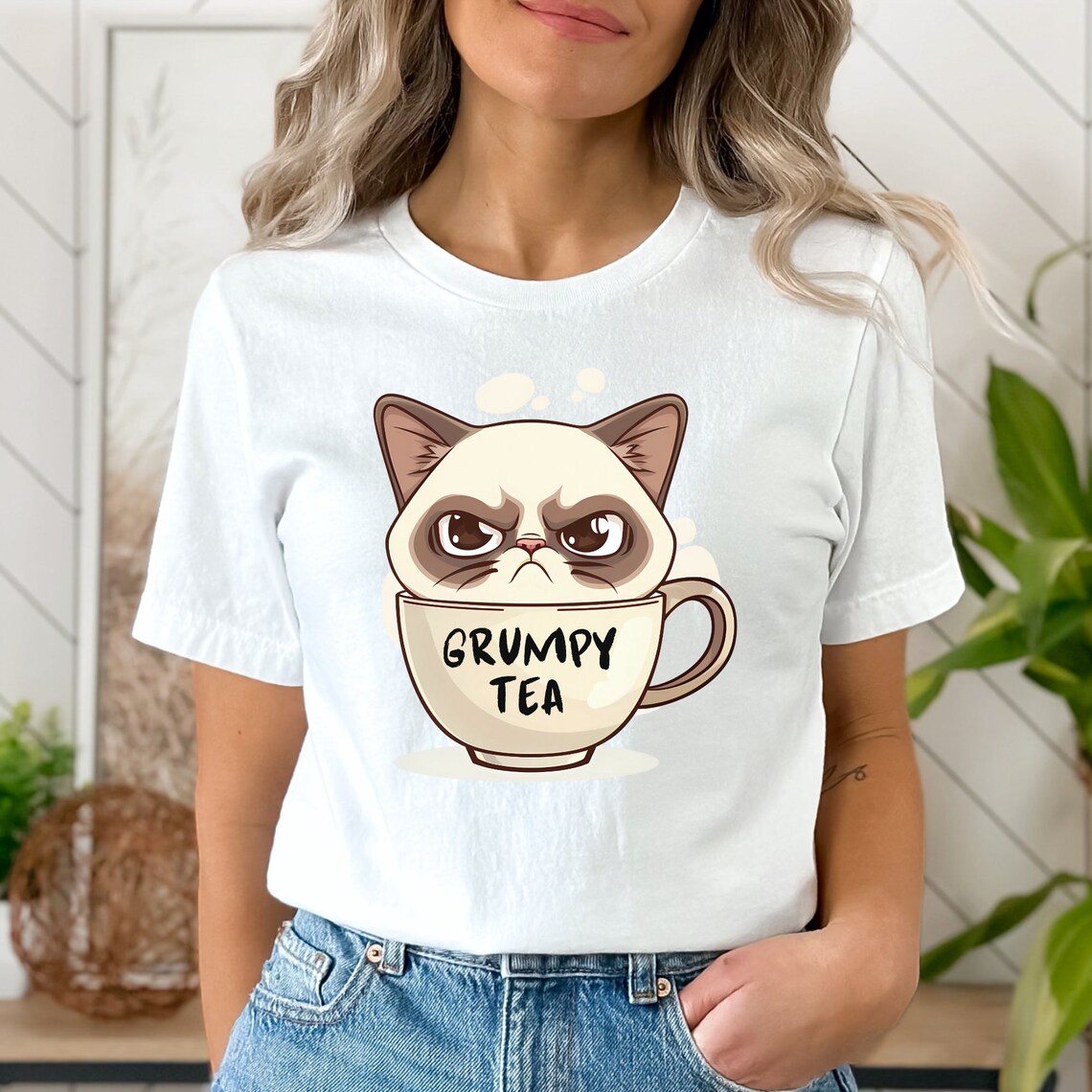 Grumpy Cat T-shirt, Cat Gift, Funny Cat Shirt, Funny Cat in Cup Shirt ...