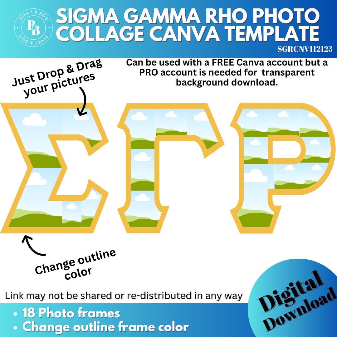 Sgrho Greek Alphabet Canva Collage Frames | Sigma Gamma Rho Canva Frame ...
