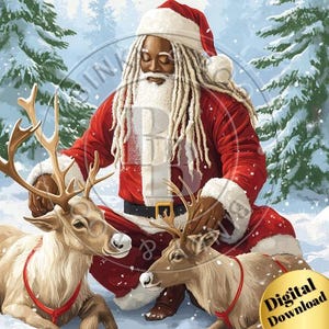 Loc'd African American Santa Claus Digital Art - Etsy