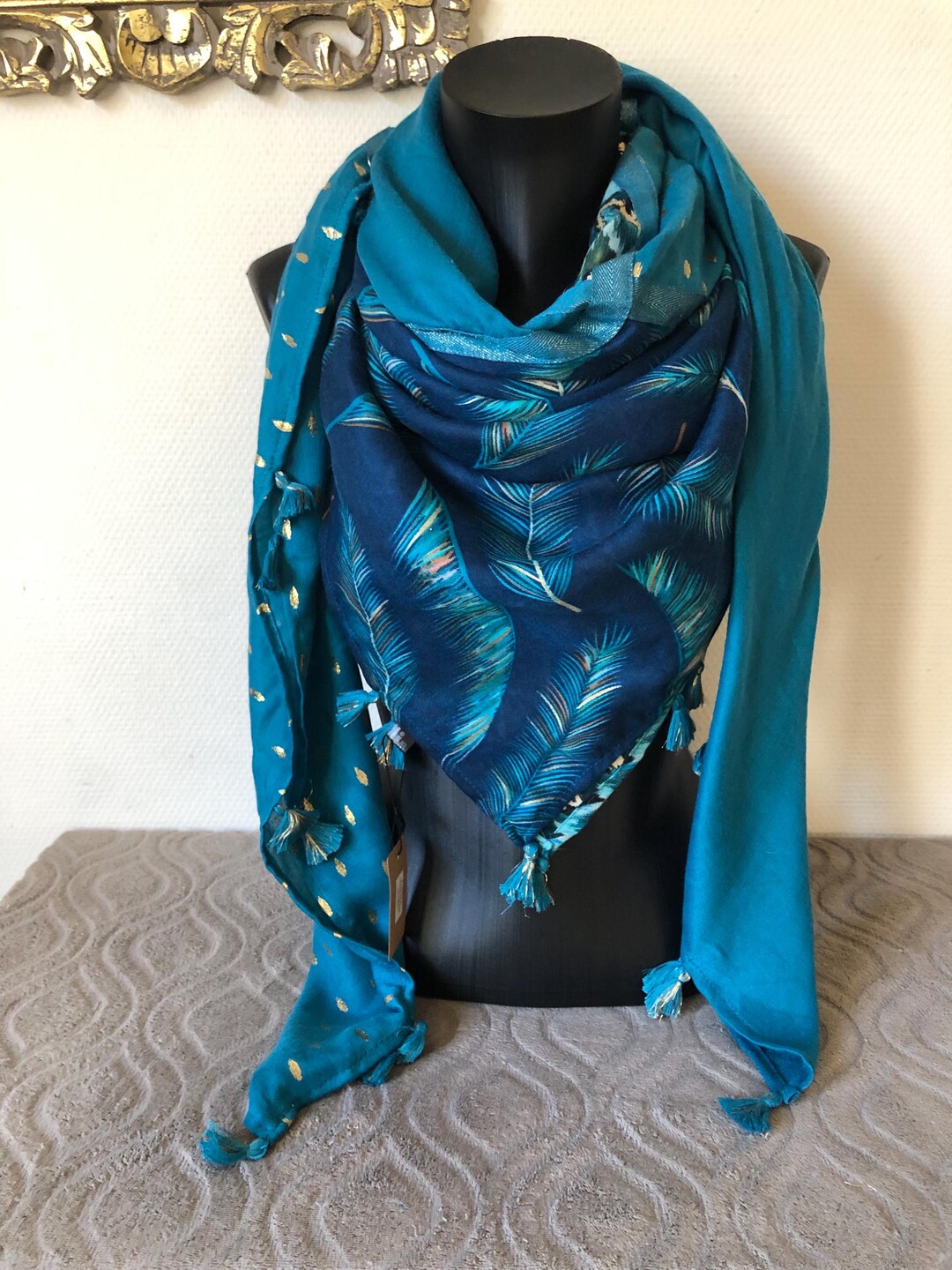 4 in 1 Turquoise Feather Scarf - Etsy