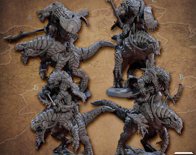 Brute Wyvern Riders - Frostheart Lizardmen - Mounted- Dnd Miniatures ...