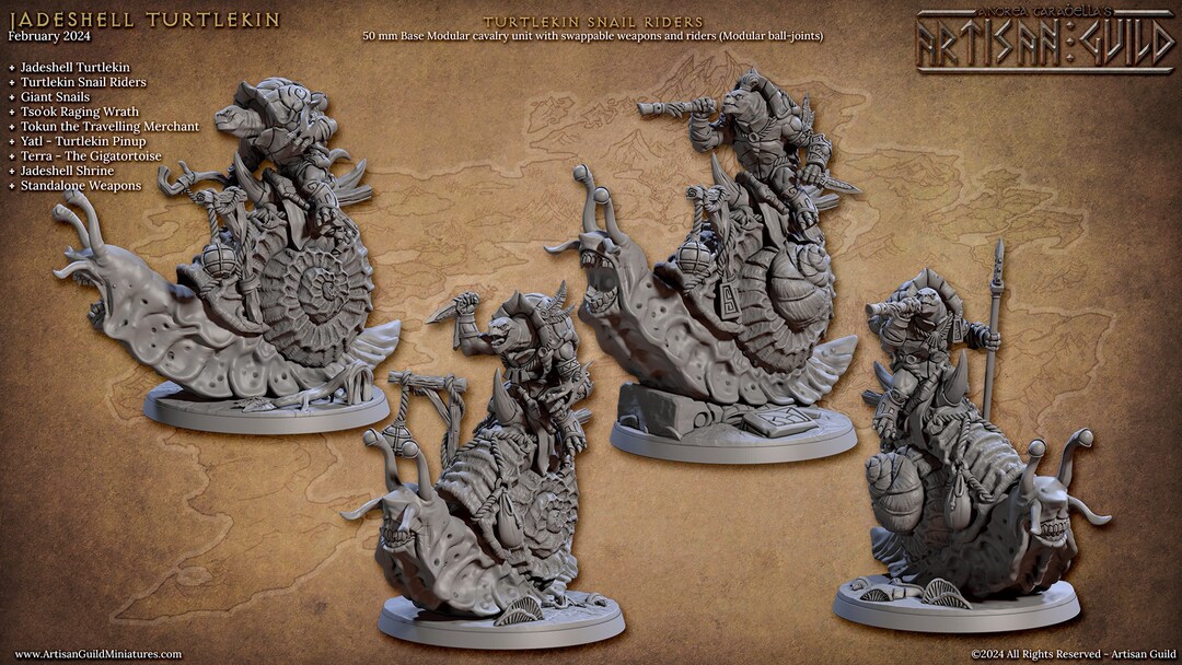 Turtlekin Snail Riders Collection Jadeshell Turtlekin Tortle Miniature ...