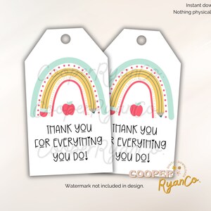 Teacher Thank You Gift Tag, Teacher End Year Gift, Teacher Appreciation ...