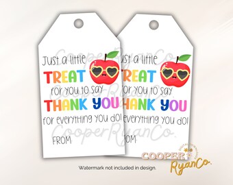 Teacher Thank You Gift Tag, Teacher End Year Gift, Teacher Appreciation ...