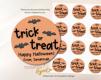 Trick or Treat Bag Stickers Halloween Labels Custom Halloween Stickers ...