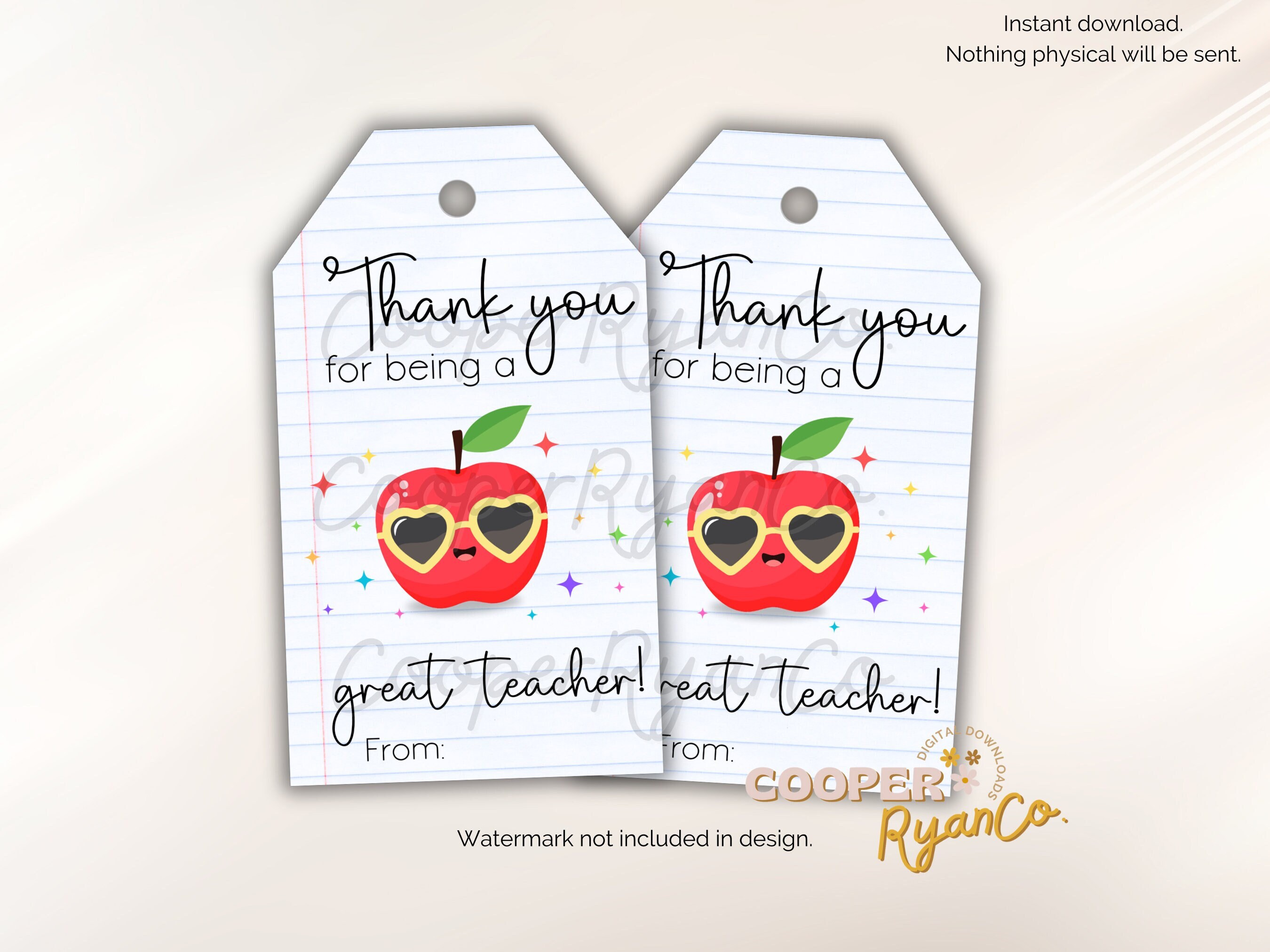 Teacher Appreciation Day Tag, Printable Gift Tags, Teacher Appreciation ...