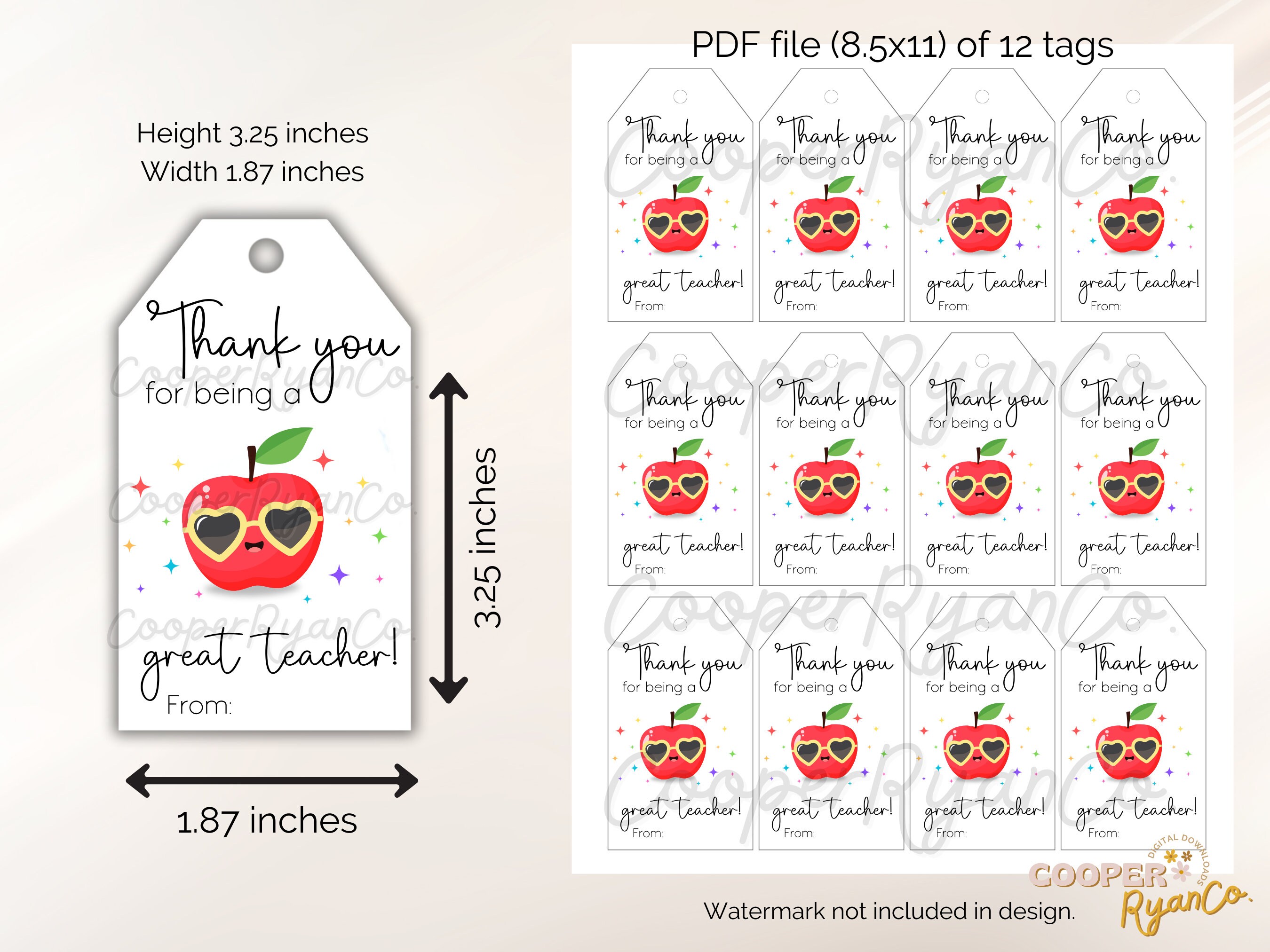 Teacher Thank You, Printable Gift Tags, Teacher Appreciation Week ...