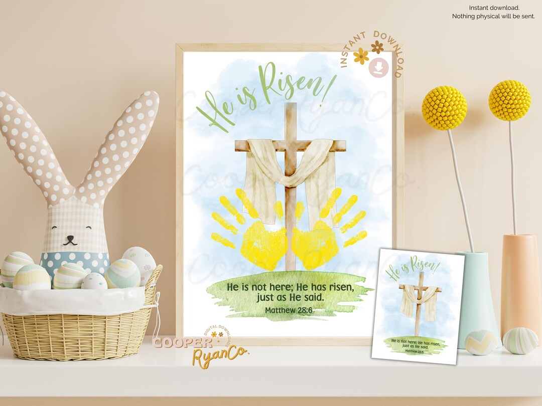Printable Easter Handprint Art Craft for Kids, He is Risen Keepsake ...