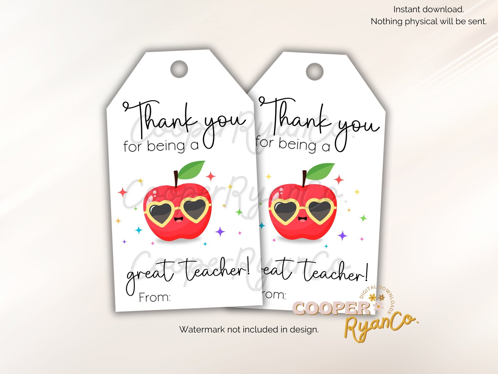 Teacher Thank You, Printable Gift Tags, Teacher Appreciation Week ...