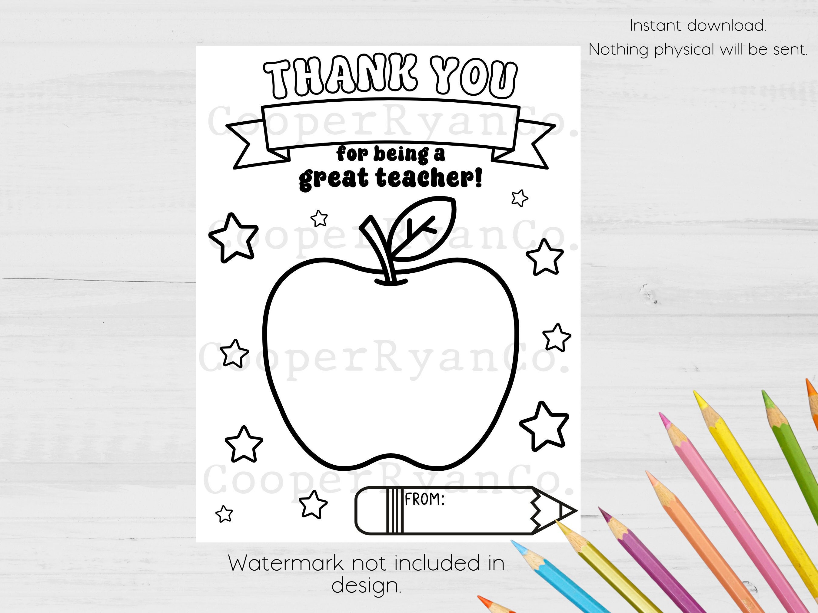 Teacher Appreciation Printable, Teacher Appreciation Gift, Thank You ...