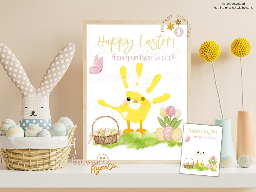 Happy Easter Handprint Art, Easter Preschool Activity, Easter DIY Gift ...
