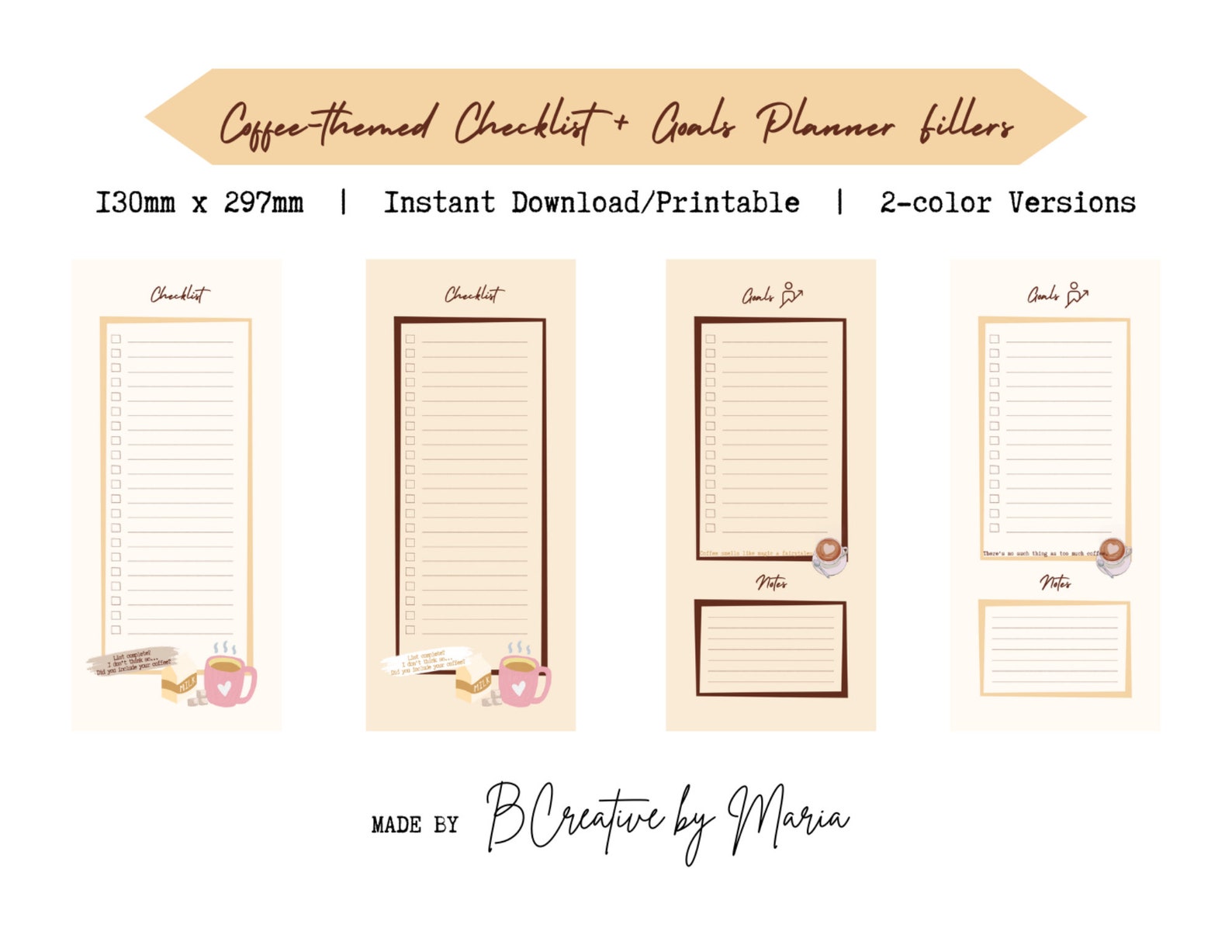 Coffee-themed Weekly Planner Plus Checklist and Goals Planner - Etsy