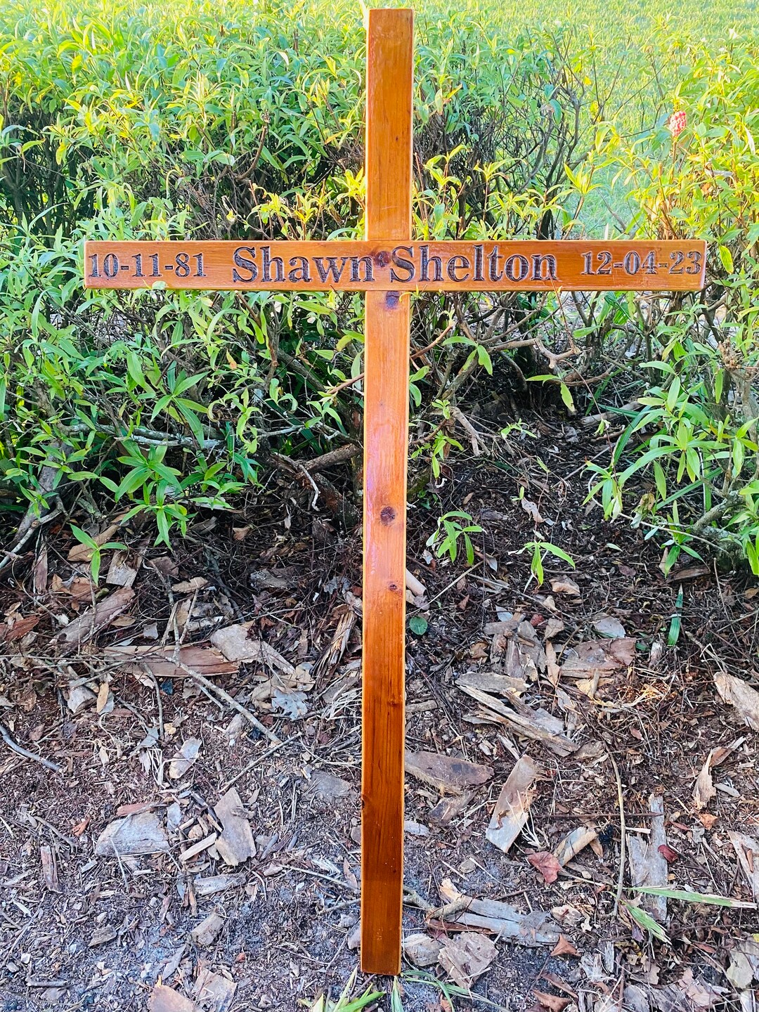 CUSTOM WOODEN CROSS. Memorial Marker. Laser Engraved, Hand Made, Small ...
