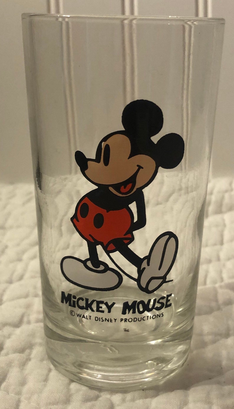 Vtg Mickey Mouse Disney Glass 4 3/4 Tall - Etsy