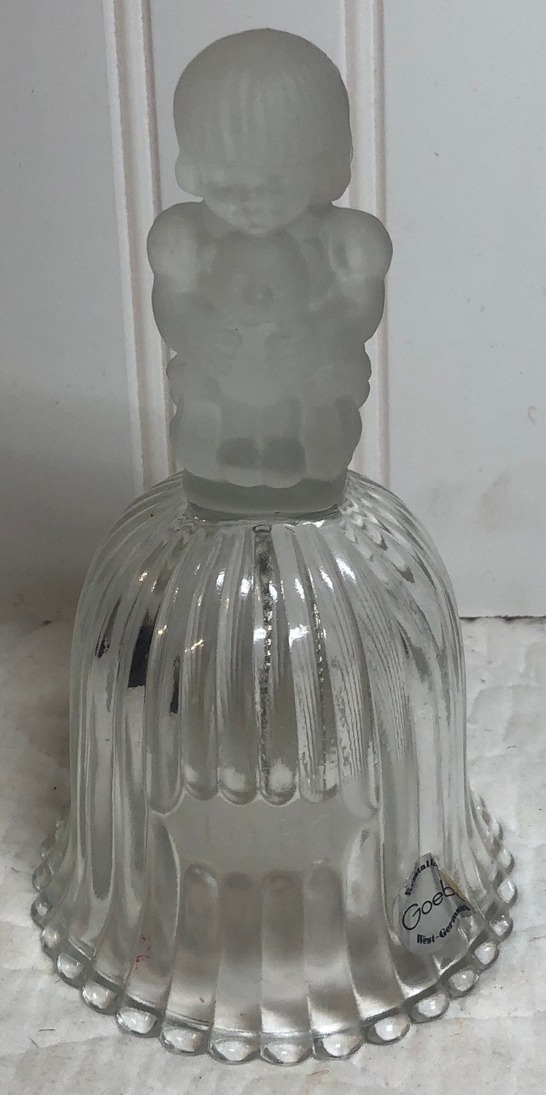 House of Goebel Hummel Crystal Glass Bell, Girl Holding Teddy Bear ...