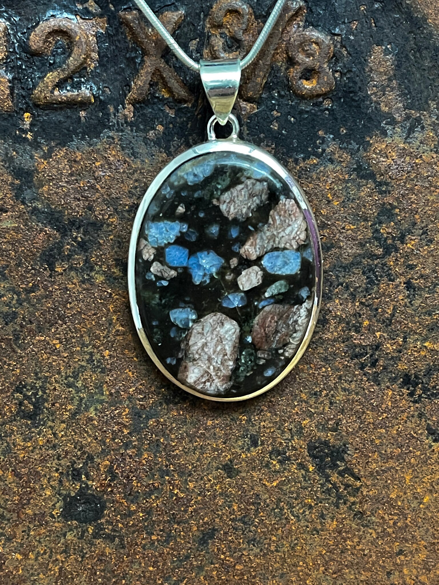 Silver Llanite Quesara Sea Stone Pendant in 925 Sterling Silver With ...