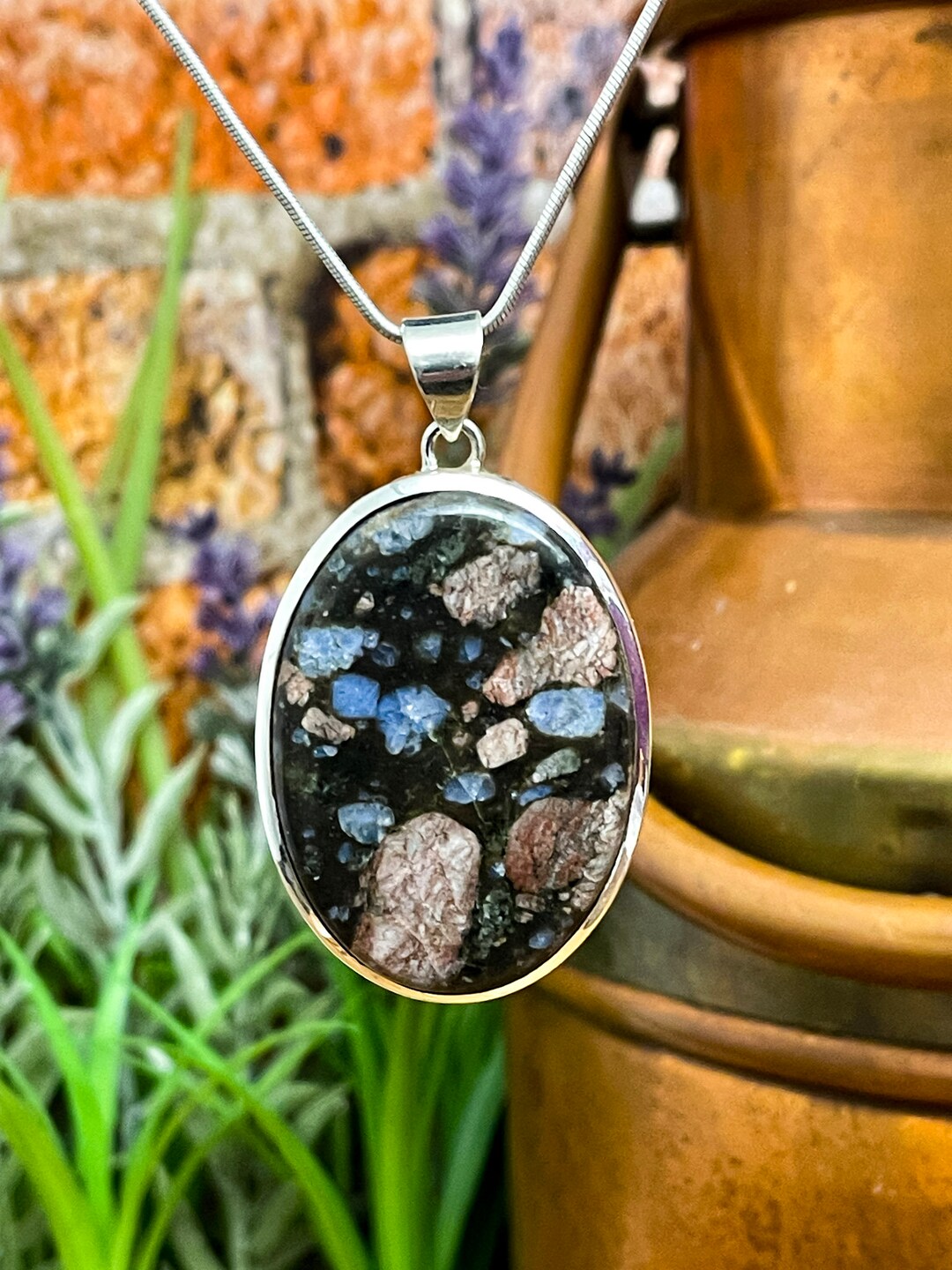 Silver Llanite Quesara Sea Stone Pendant in 925 Sterling Silver With ...