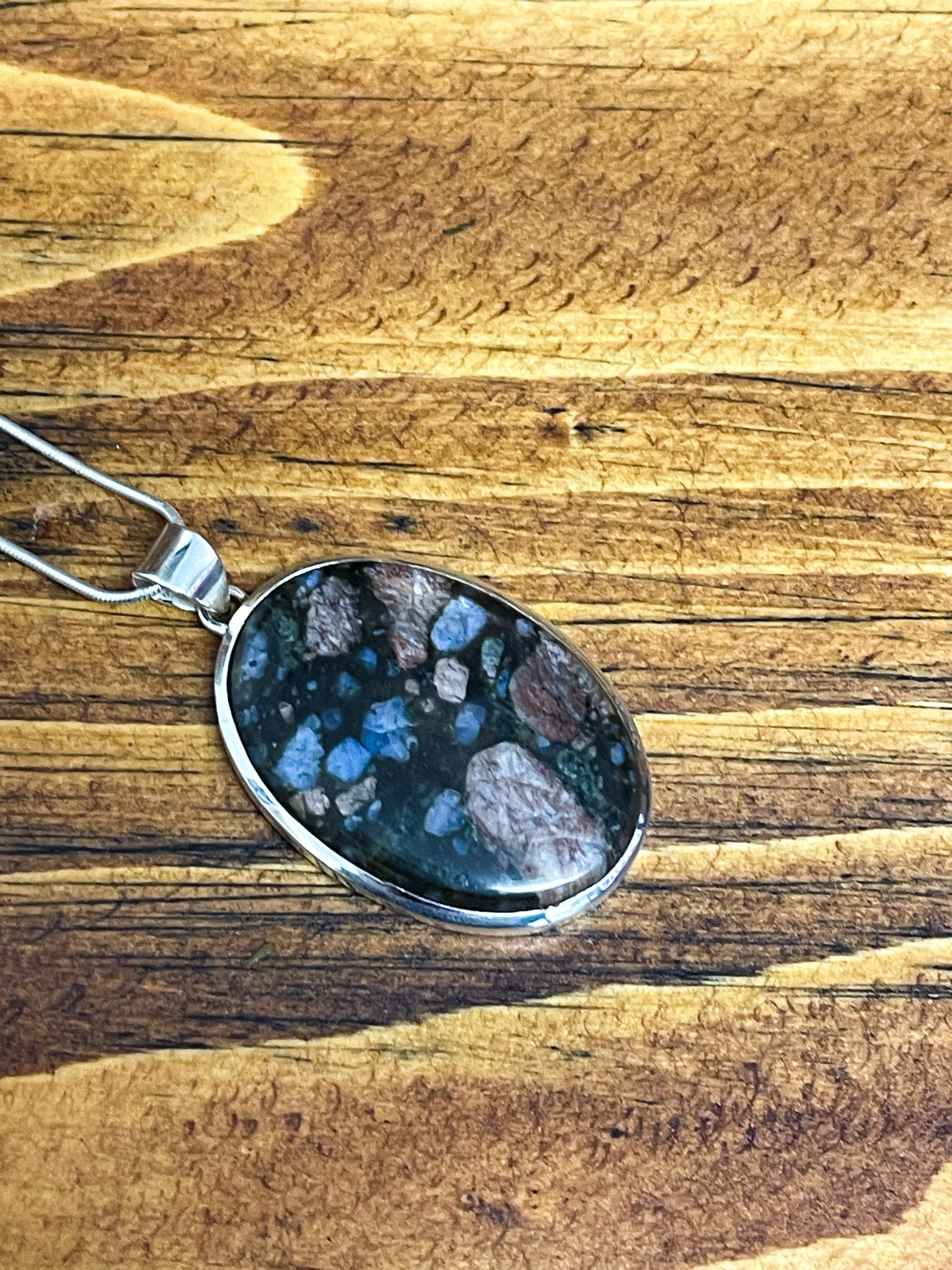 Silver Llanite Quesara Sea Stone Pendant in 925 Sterling Silver With ...