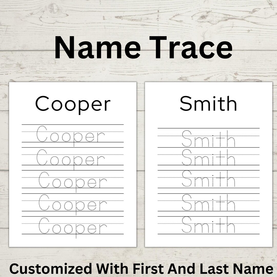 Personalized Kids Name Tracing Worksheet Custom Printable Name Trace ...