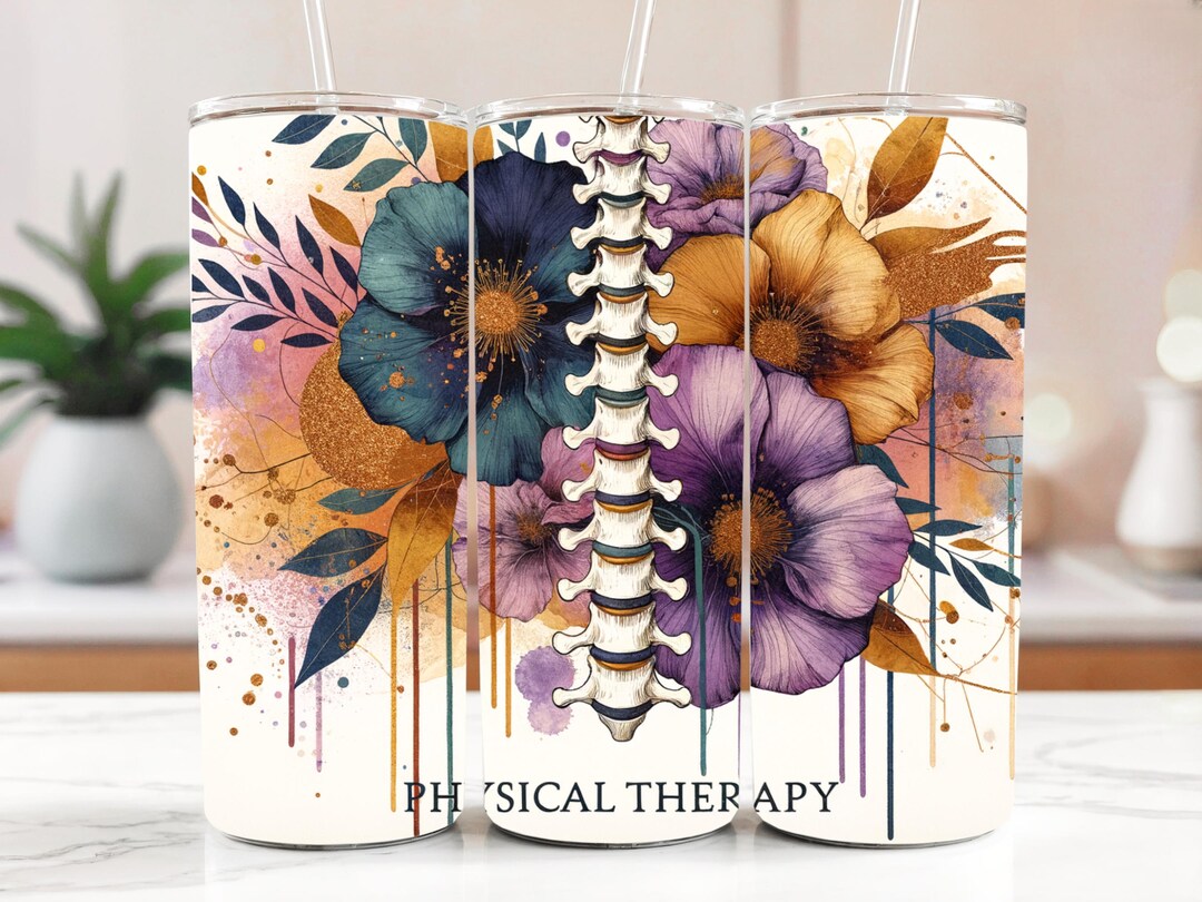 Physical Therapy Tumbler Wrap: Floral Spine Design (digital Design) - Etsy