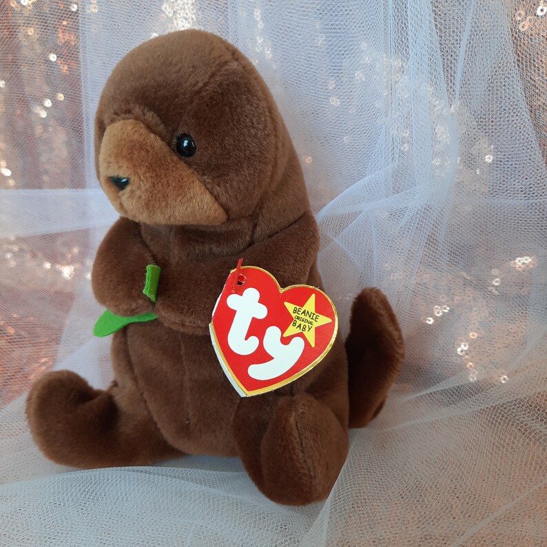 Seaweed Otter TY RARE 1996 Original Retired 1st Generation Beanie Baby ...