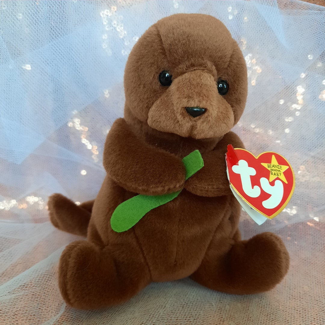 Seaweed Otter TY RARE 1996 Original Retired 1st Generation Beanie Baby ...