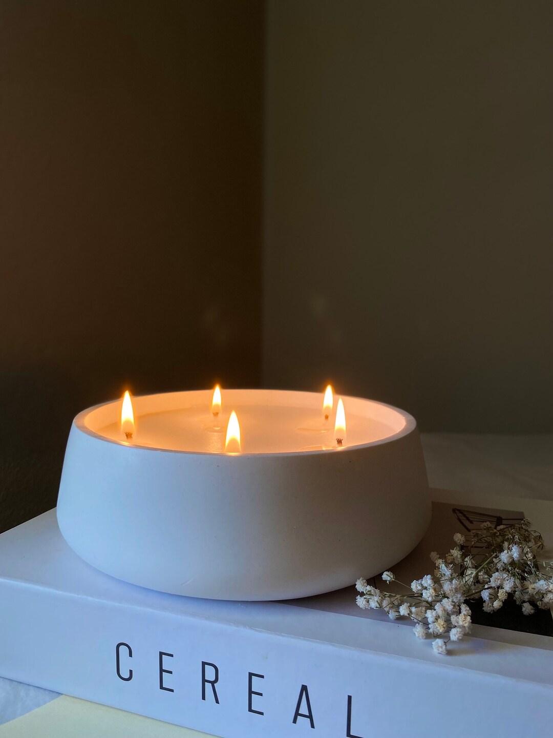 Large Concrete Candle for Aesthetic Home Decor Scented Decorative ...