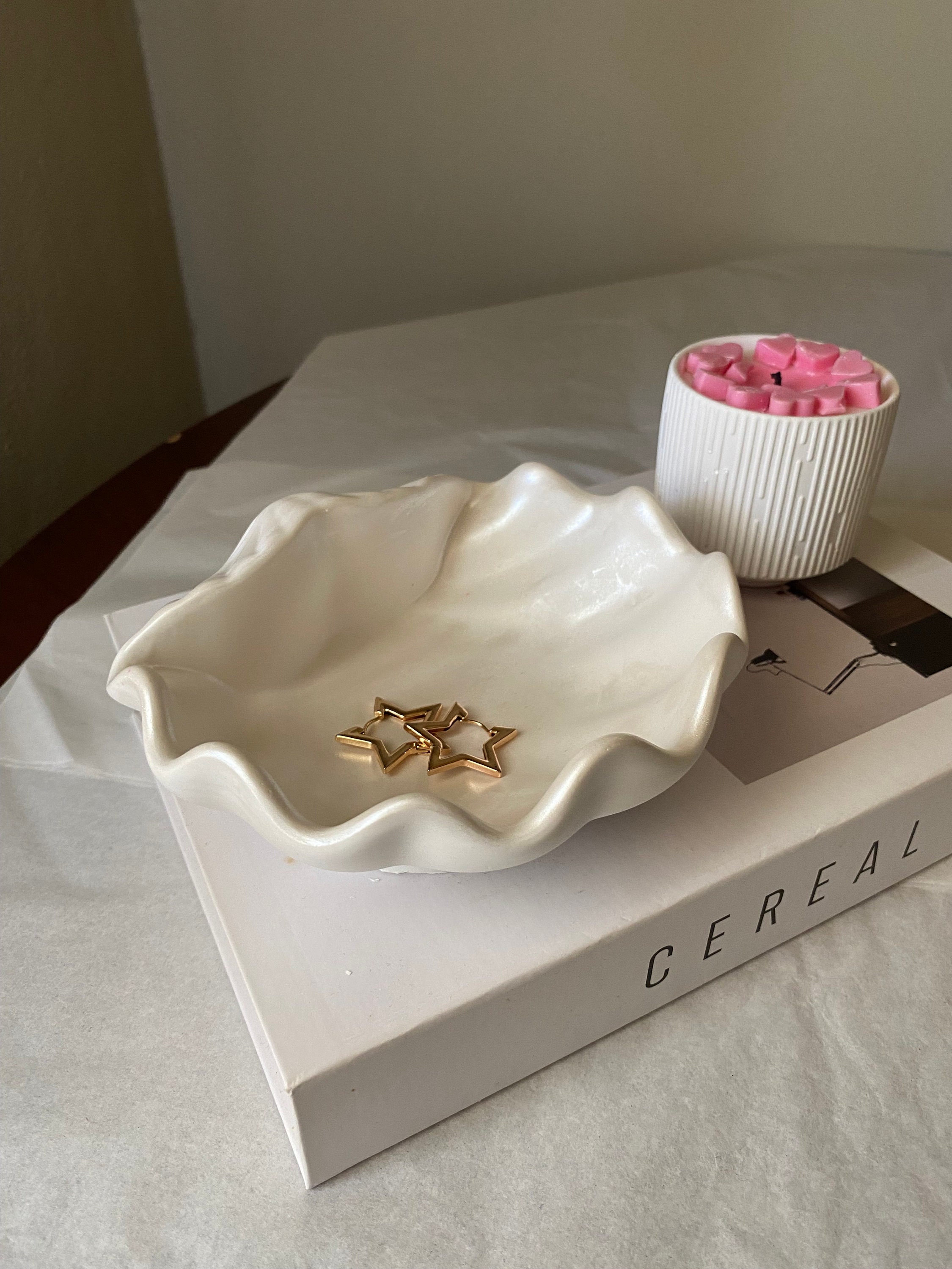 Large Seashell Concrete Tray for Coastal Home Decor, Seashell Shaped ...